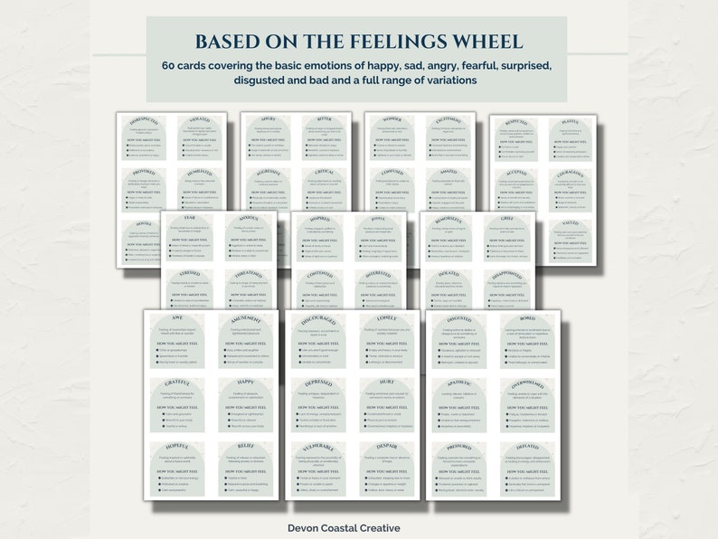 Feelings Cards, Emotions Cards, Mood Cards Therapy Resources, Coaching ...