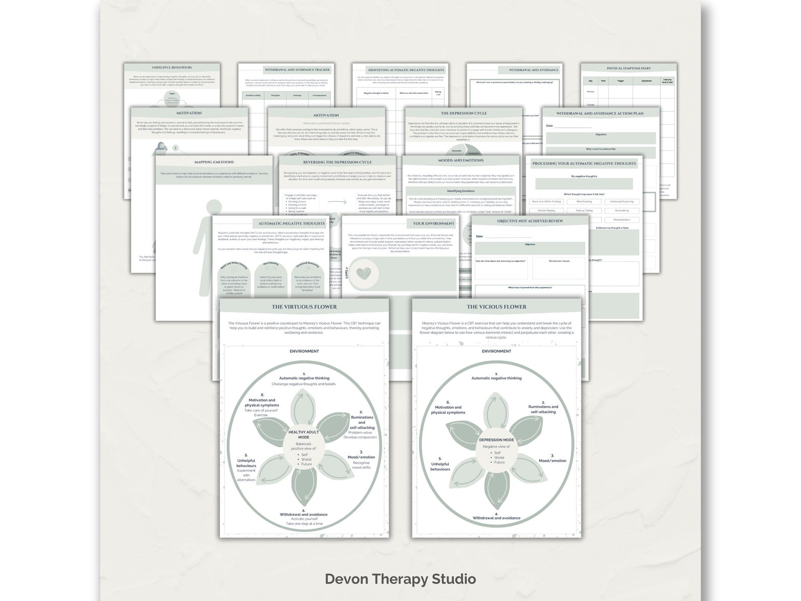 Vicious Flower CBT Worksheets, Therapy Tools, Coaching Tools, Therapist ...