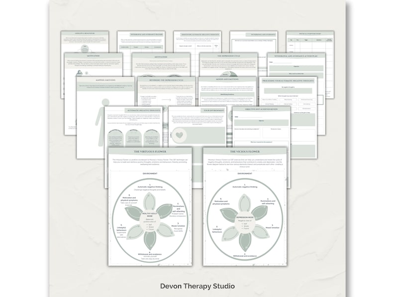Vicious Flower CBT Worksheets, Therapy Tools, Coaching Tools, Therapist ...