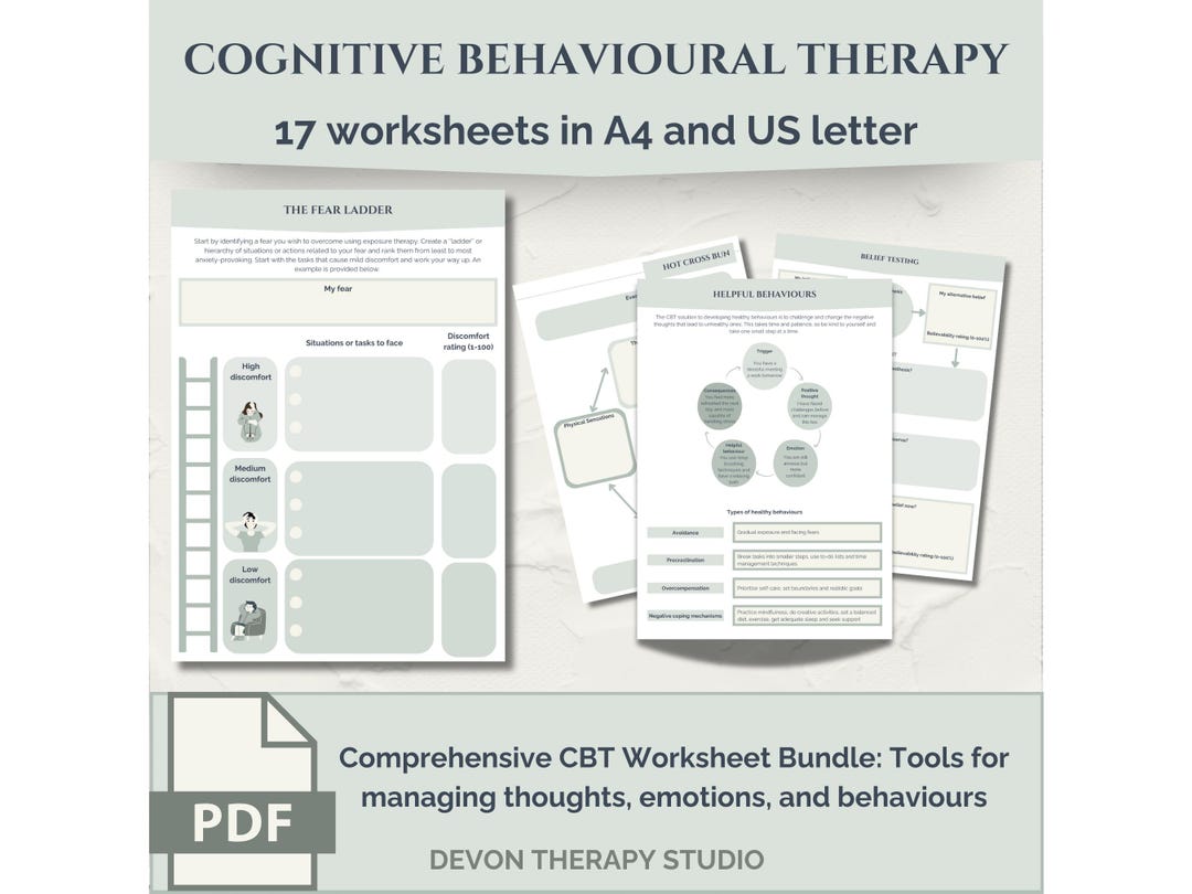 CBT Worksheets Bundle, Mental Health Worksheets, Cognitive Distortions ...