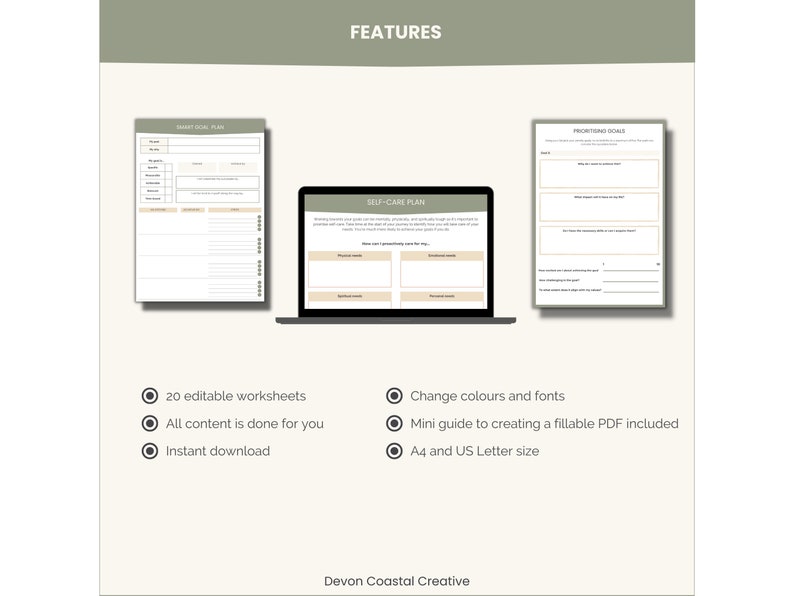 Canva SMART Goals Setting, SMART Goals Template, Habit Tracker, SMART ...