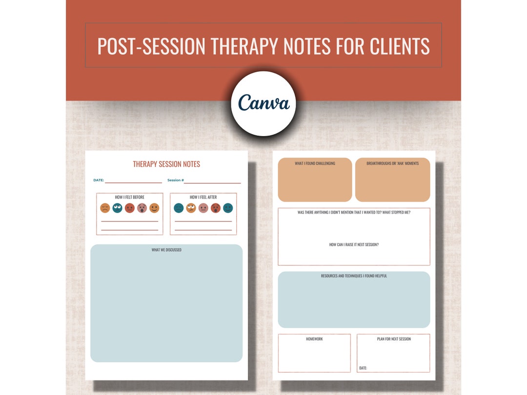 Therapy Session Notes for Clients, Counselling Notes, Canva Therapy ...