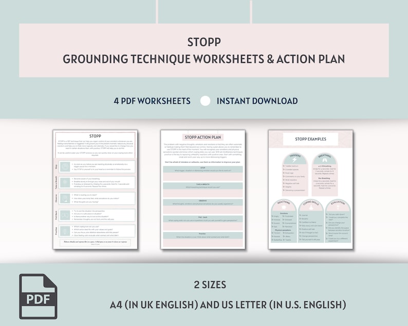 STOPP Grounding Technique PDF Worksheets Coping Skills - Etsy