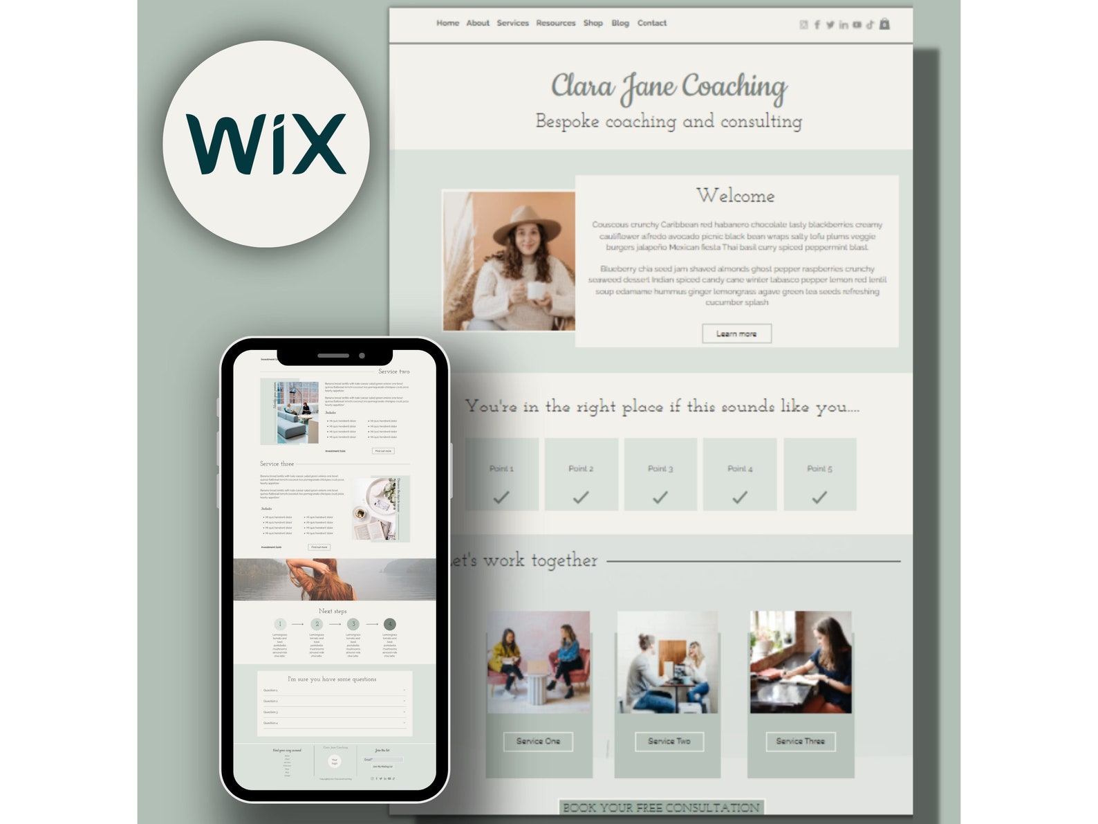 Wix Website Template, Wix Theme, Coach Website, Ecommerce, Shop Theme ...