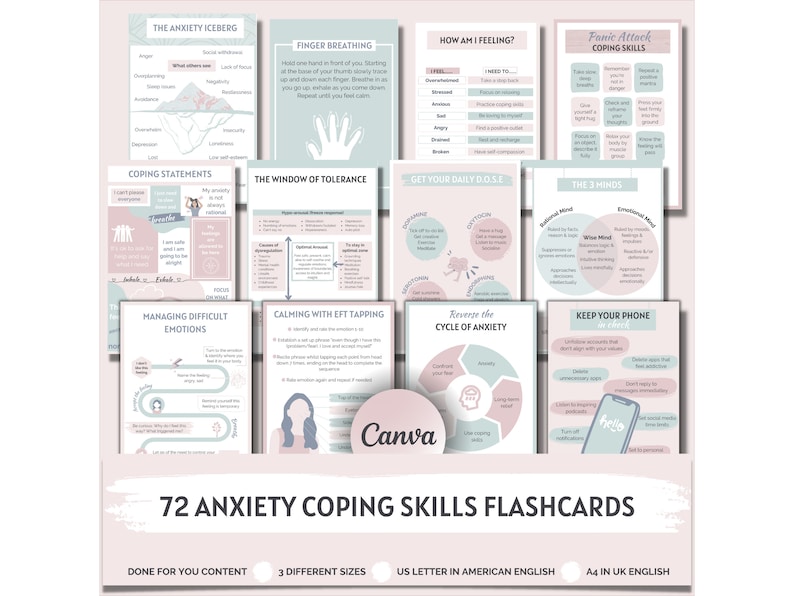 Anxiety Coping Skills Flashcards, Anxiety Tools, Therapy Tools ...