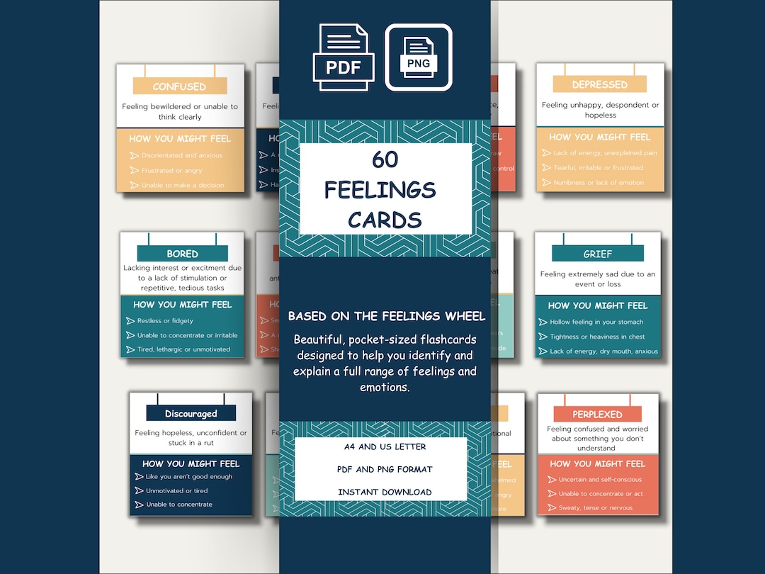Feelings Cards, Emotions Cards, Mood Cards Therapy Resources, Coaching ...