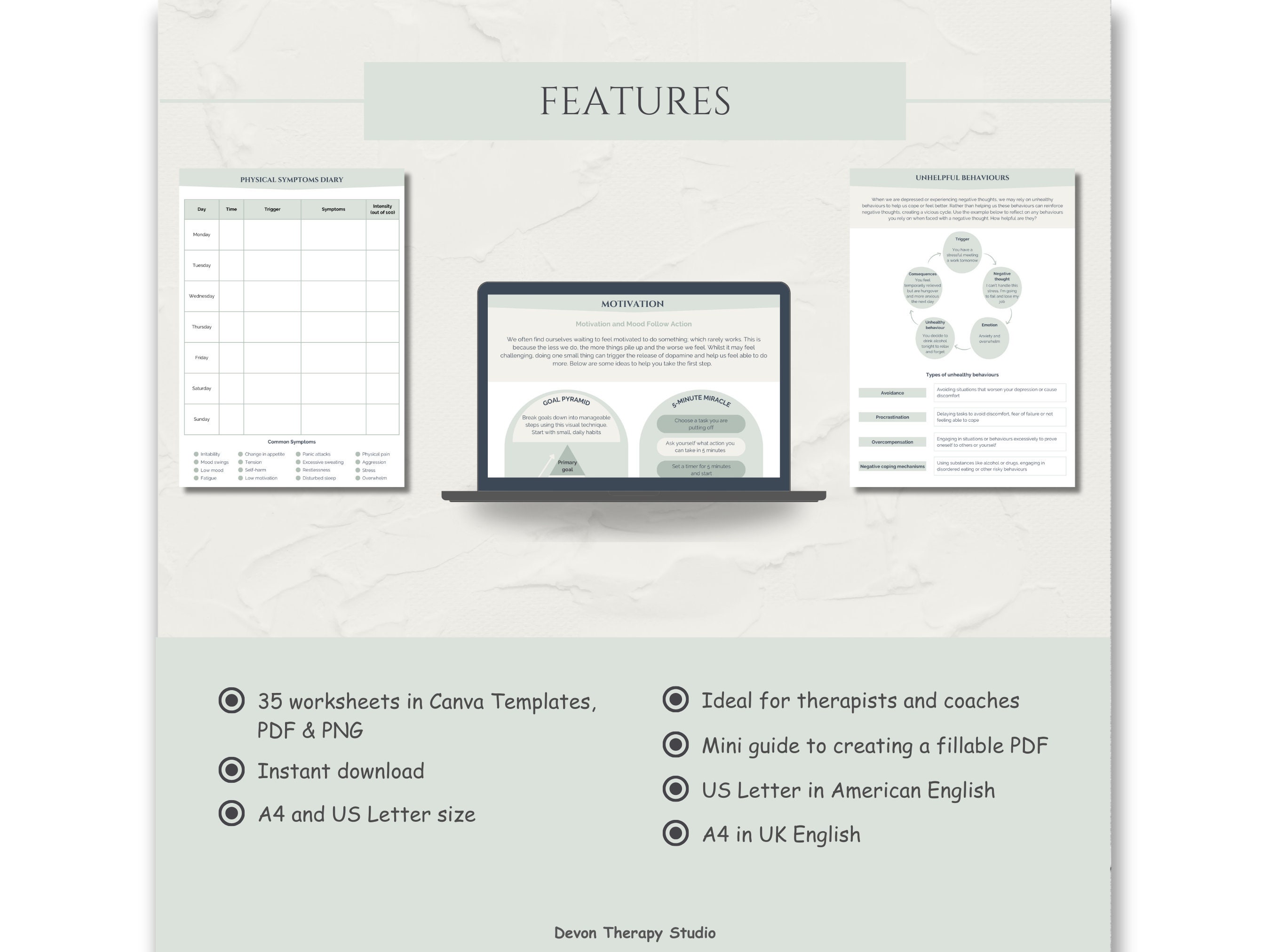 Vicious Flower CBT Worksheets, Therapy Tools, Coaching Tools, Therapist ...