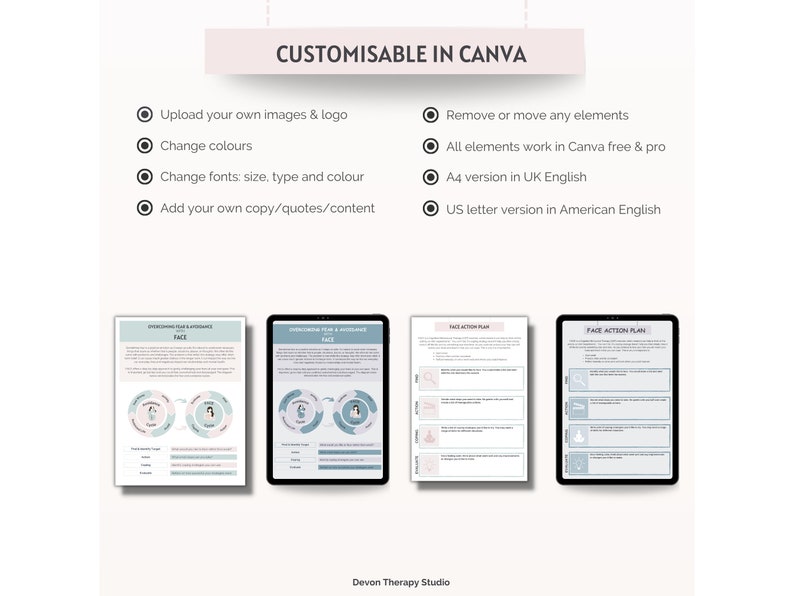 Overcome Fear Avoidance Worksheets, CBT, Anxiety Worksheets, Journal ...