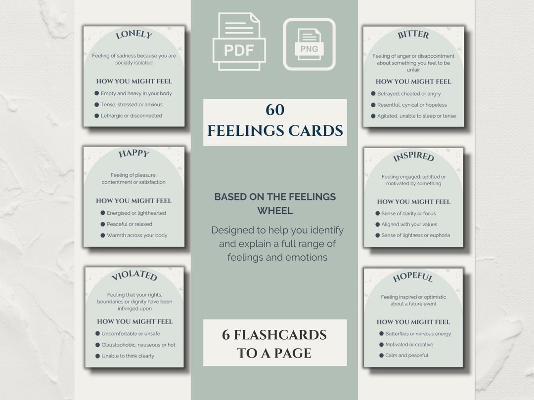 Feelings Cards, Emotions Cards, Mood Cards Therapy Resources, Coaching ...