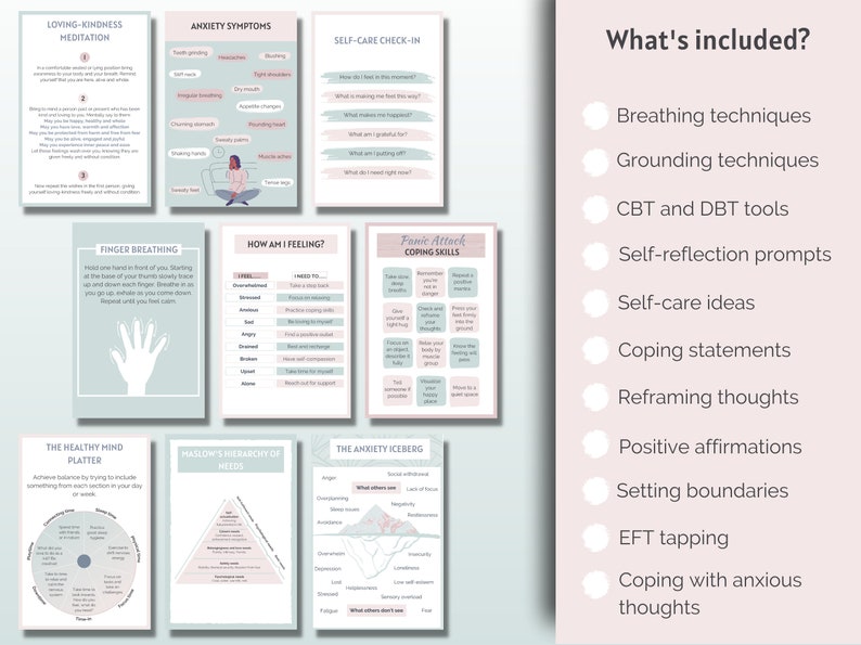 Anxiety Coping Skills Flashcards Anxiety Tools Therapy - Etsy