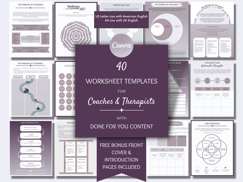 Therapy and Coaching Worksheet Templates Life Coach and - Etsy