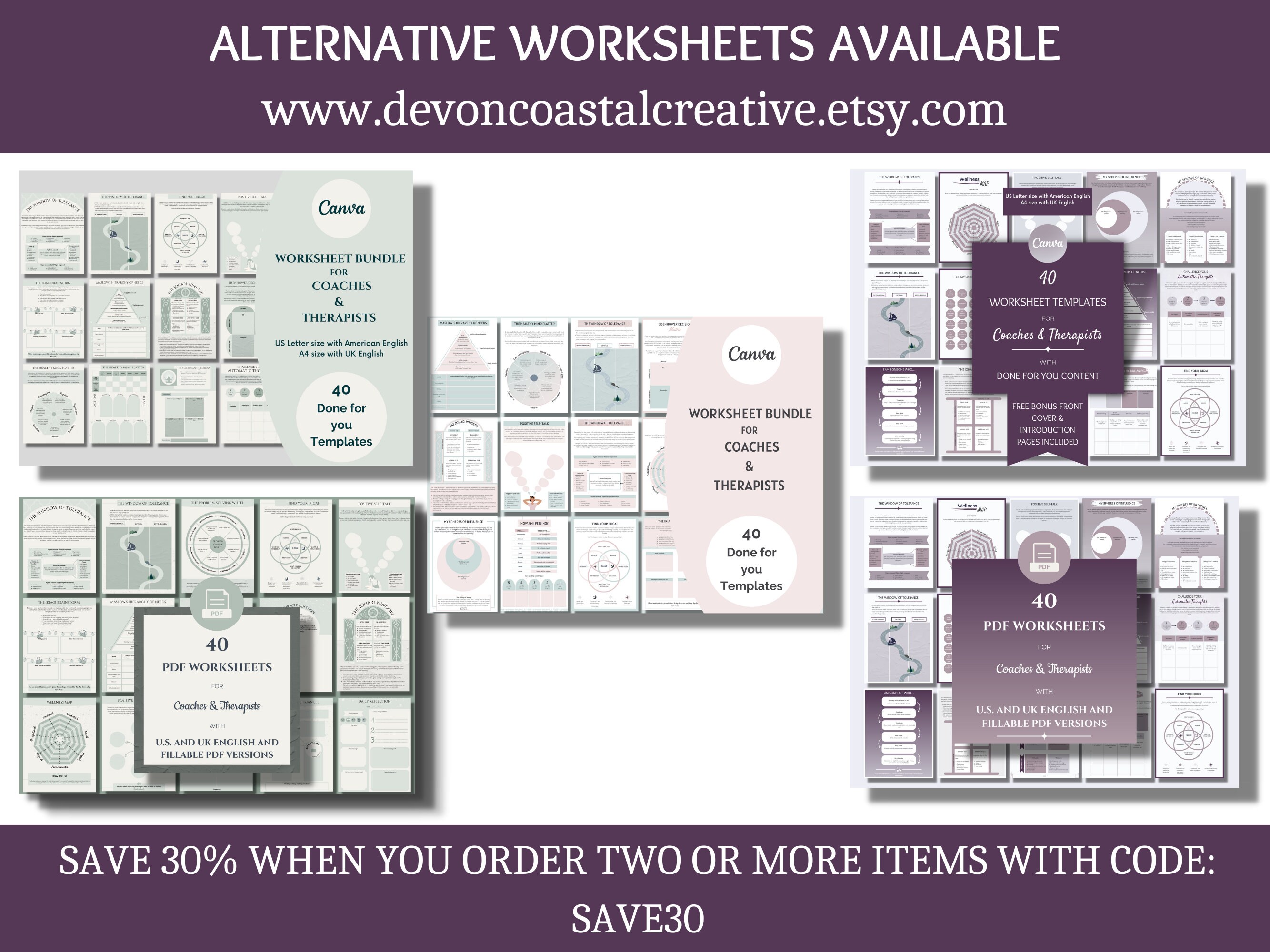 Depression Worksheets Canva Templates Coach and Therapist - Etsy