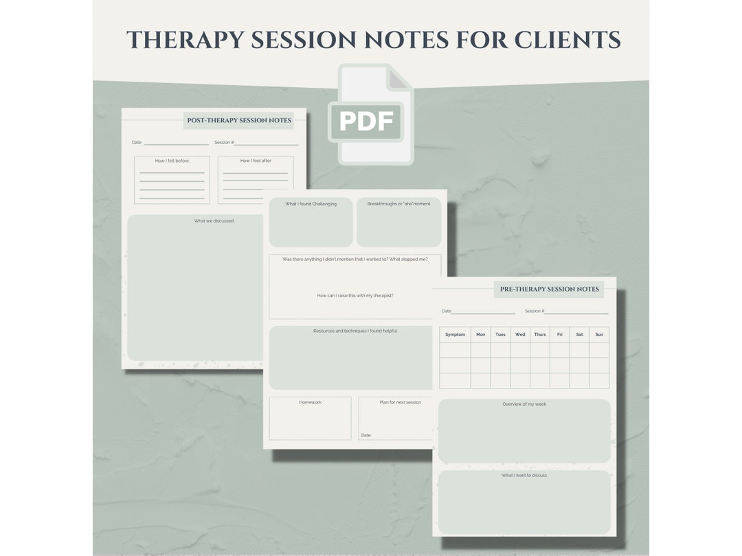 Printable Therapy Session Notes for Clients, Counselling Notes, Therapy ...