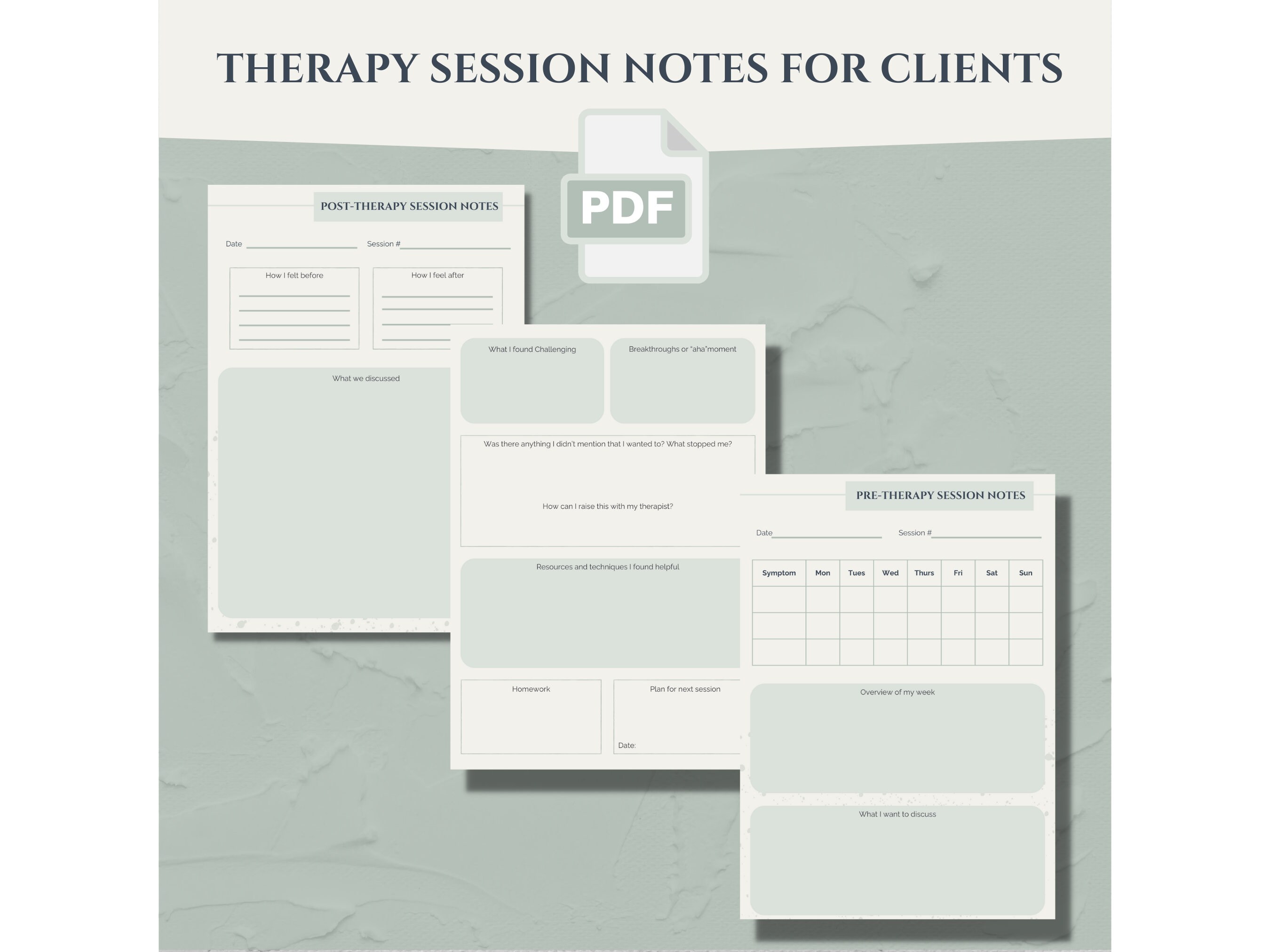 Printable Therapy Session Notes for Clients, Counselling Notes, Therapy ...