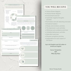 Vicious Flower CBT Worksheets, Therapy Tools, Coaching Tools, Therapist ...