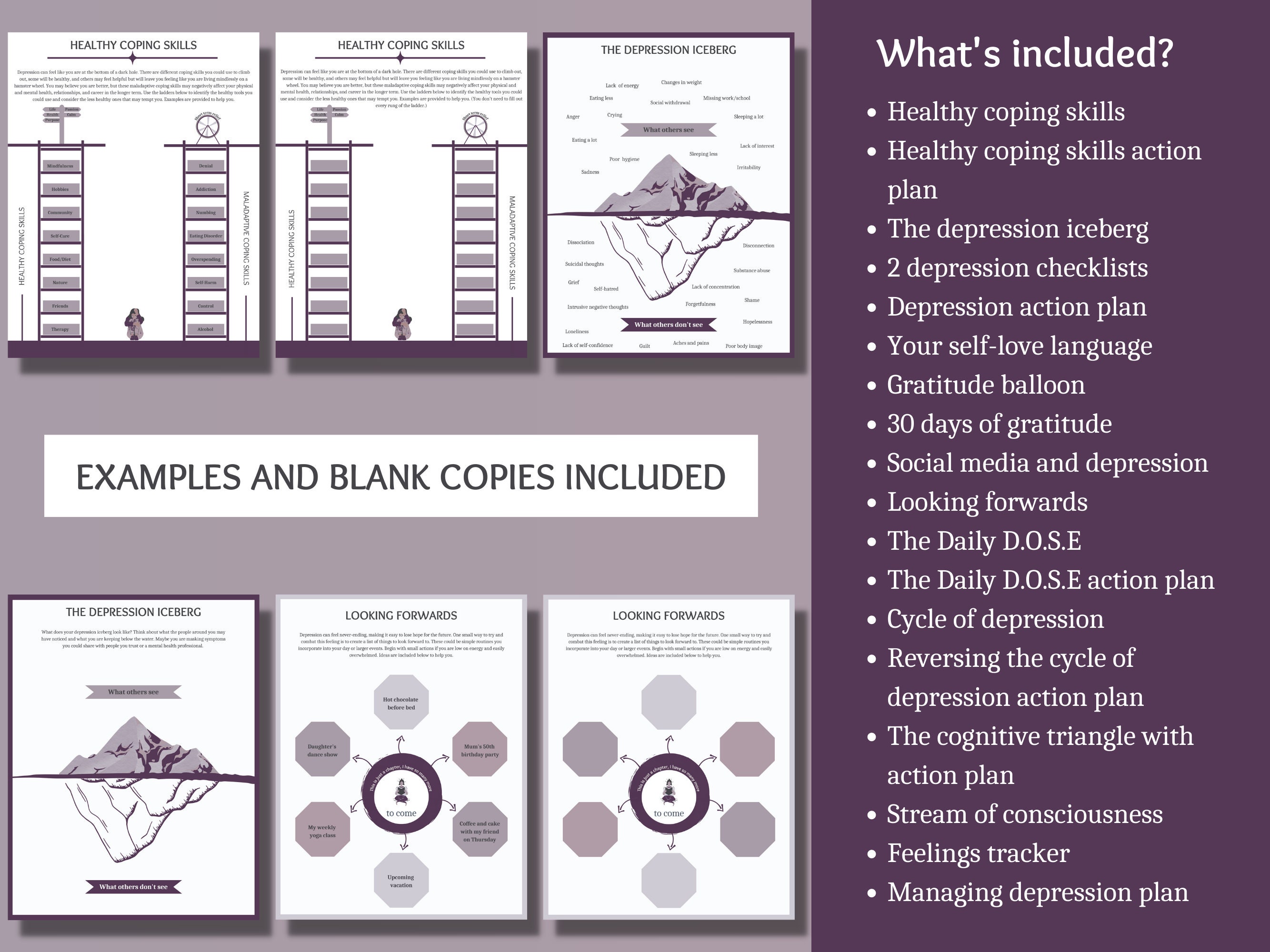 Depression Worksheets Canva Templates, Coach and Therapist Resources ...