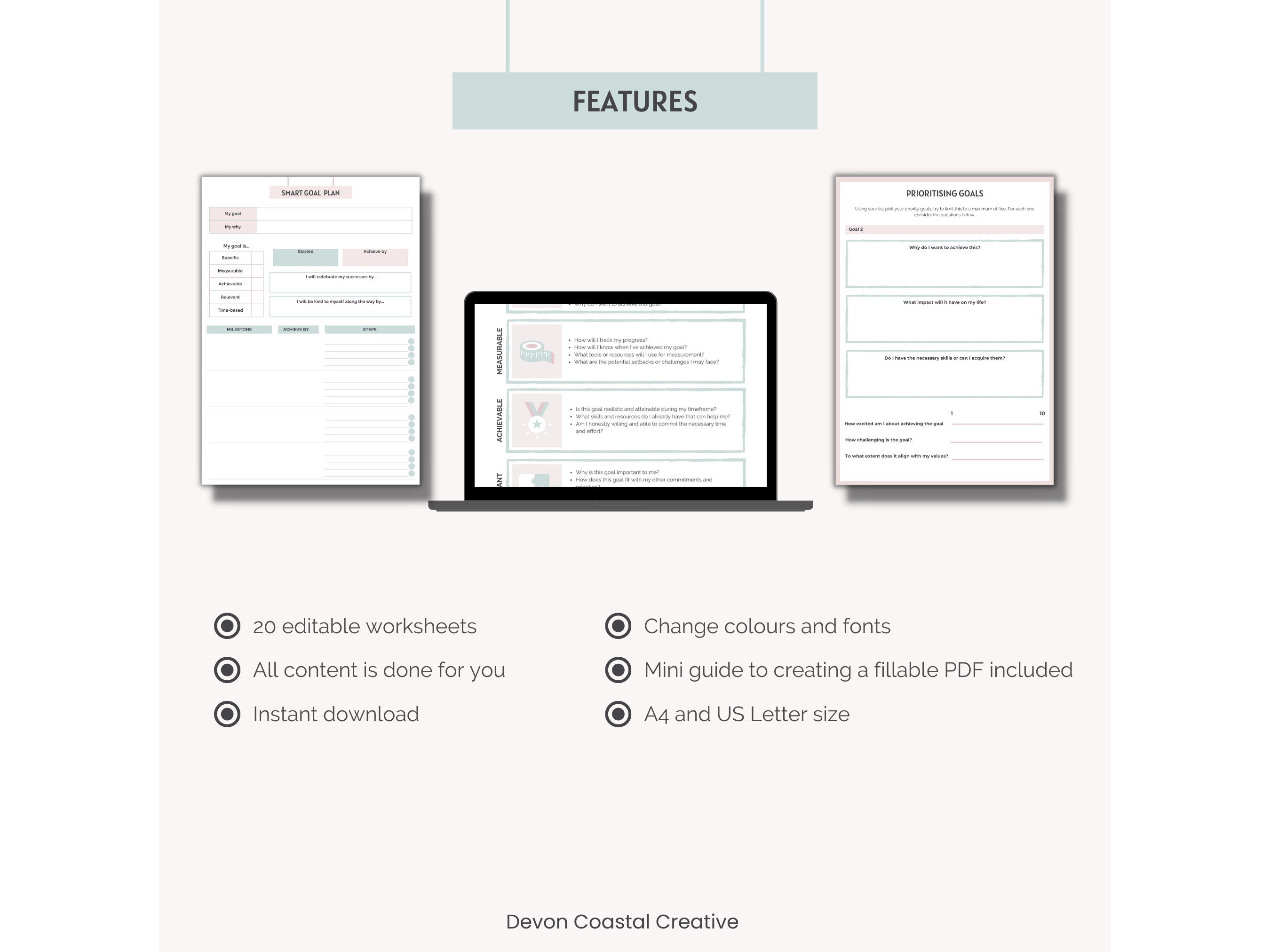 Canva SMART Goals Setting, SMART Goals Template, Habit Tracker, SMART ...