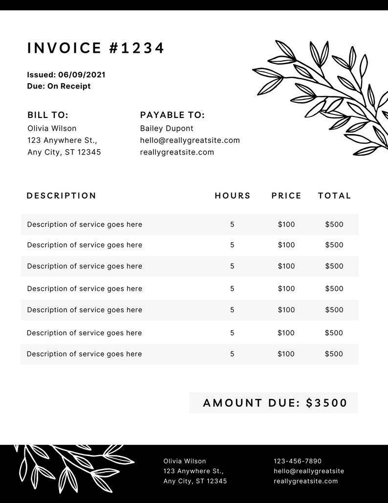 Invoice Template | ADD Your Own Logo & Easily Bill Your Customers - Etsy