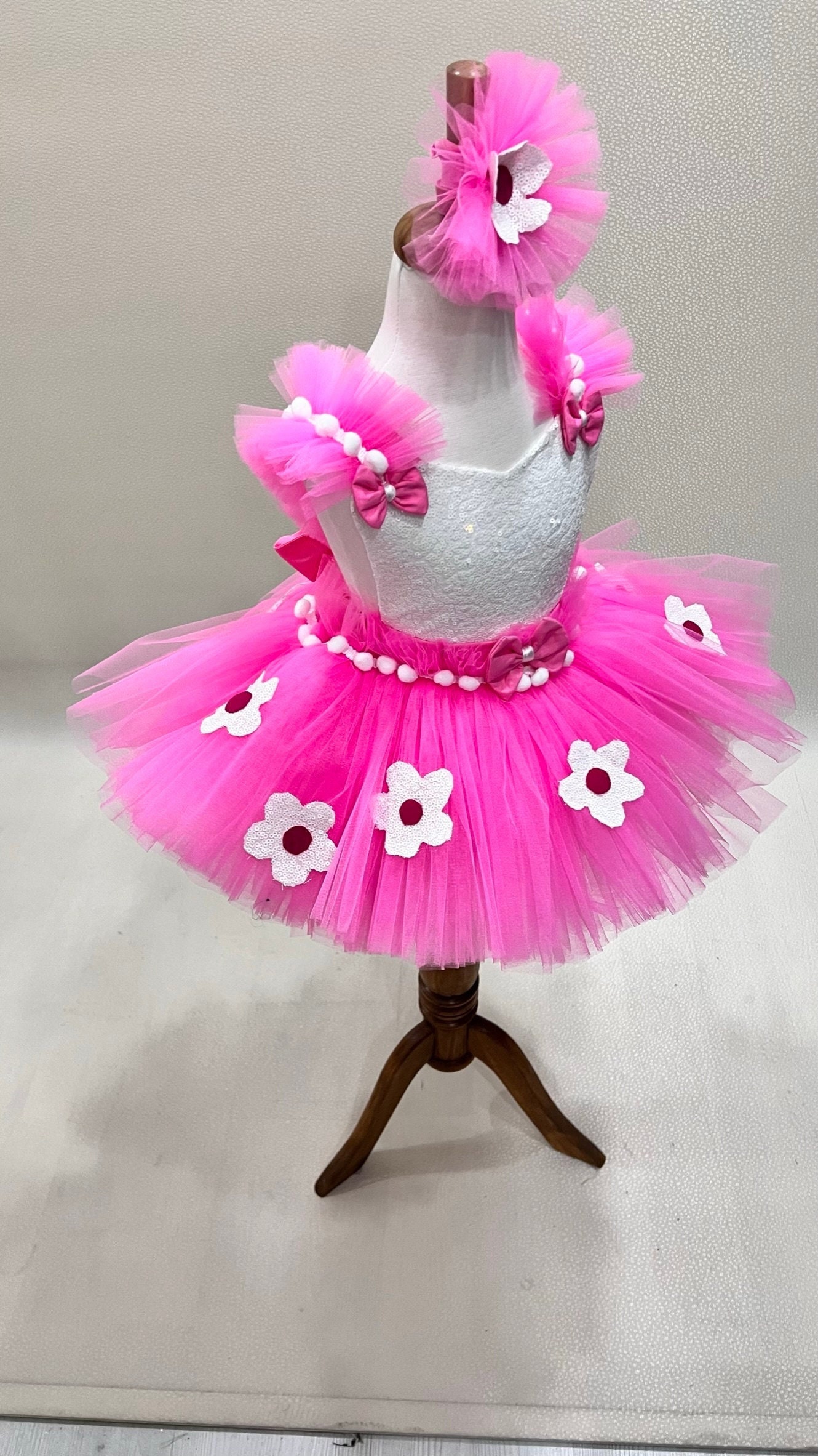 Pink Flower Girl Tutu Dress for Baby & Toddler | First Birthday Tulle ...