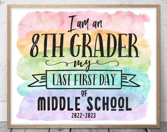 First Day of 8th Grade Sign - Etsy