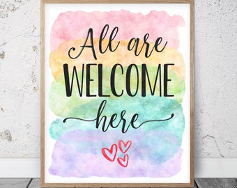 All Are Welcome Here Sign - Etsy
