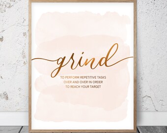 Grind Definition Poster - Etsy