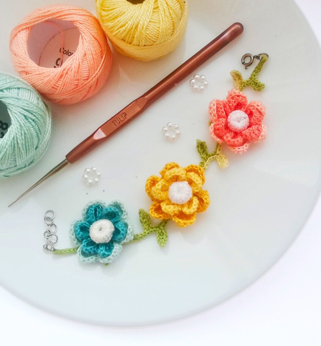 Crochet Flower Applique Pattern Crochet Mini Flower Crochet Earrings ...