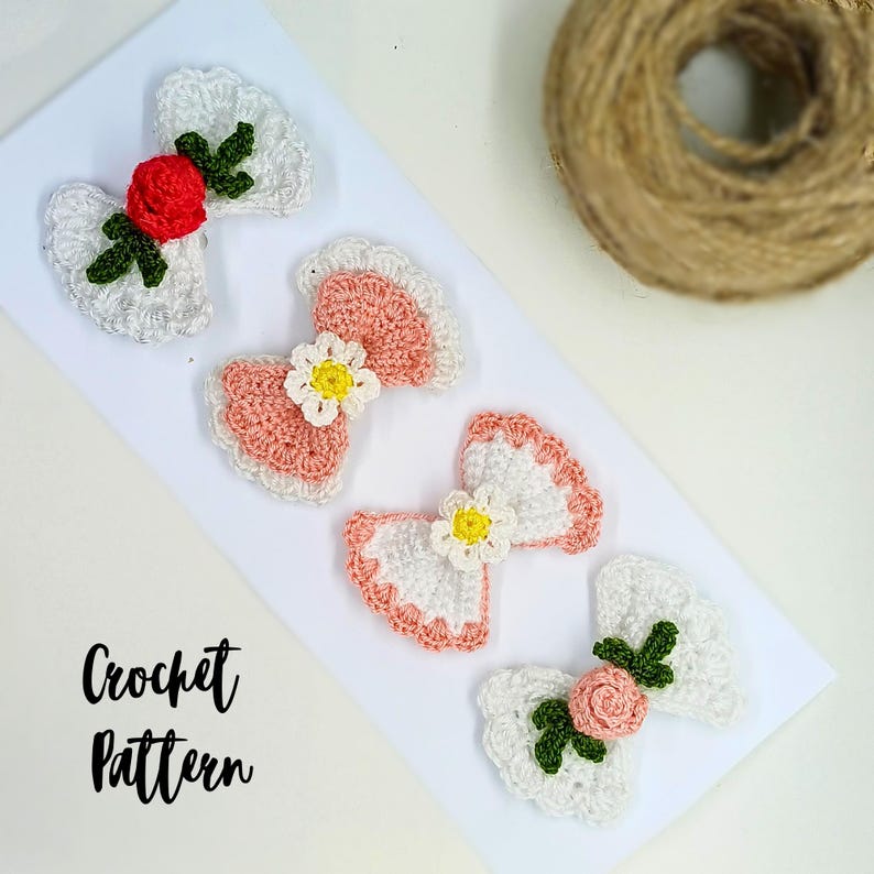 Crochet Flower Hair Bow Patterns: Easy DIY (PDF Download) - Etsy