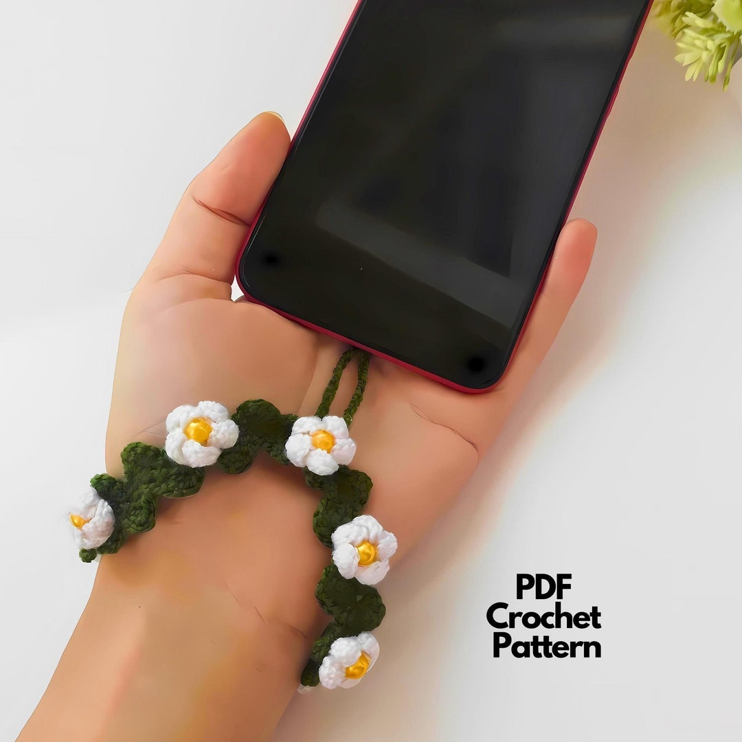 Daisy Chain Crochet Phone Strap Pattern Easy DIY Tutorial - Etsy