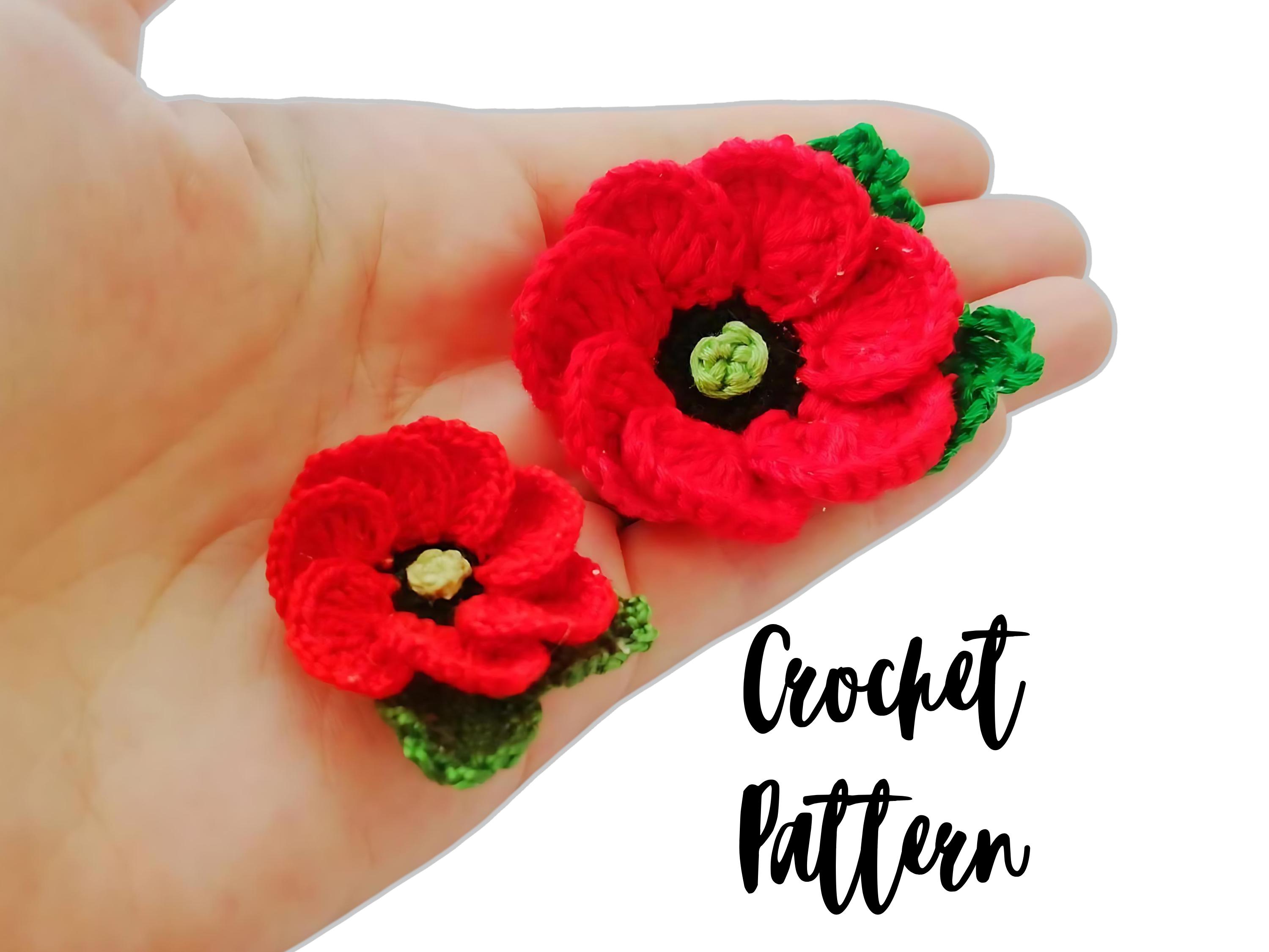 Crochet Poppy Pattern. Poppy Crochet Pattern. Poppy Brooch. Poppy ...