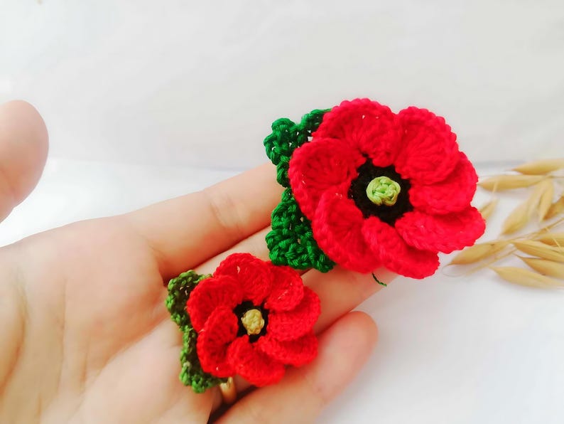 Crochet Poppy Pattern. Poppy Crochet Pattern. Poppy Brooch. Poppy ...