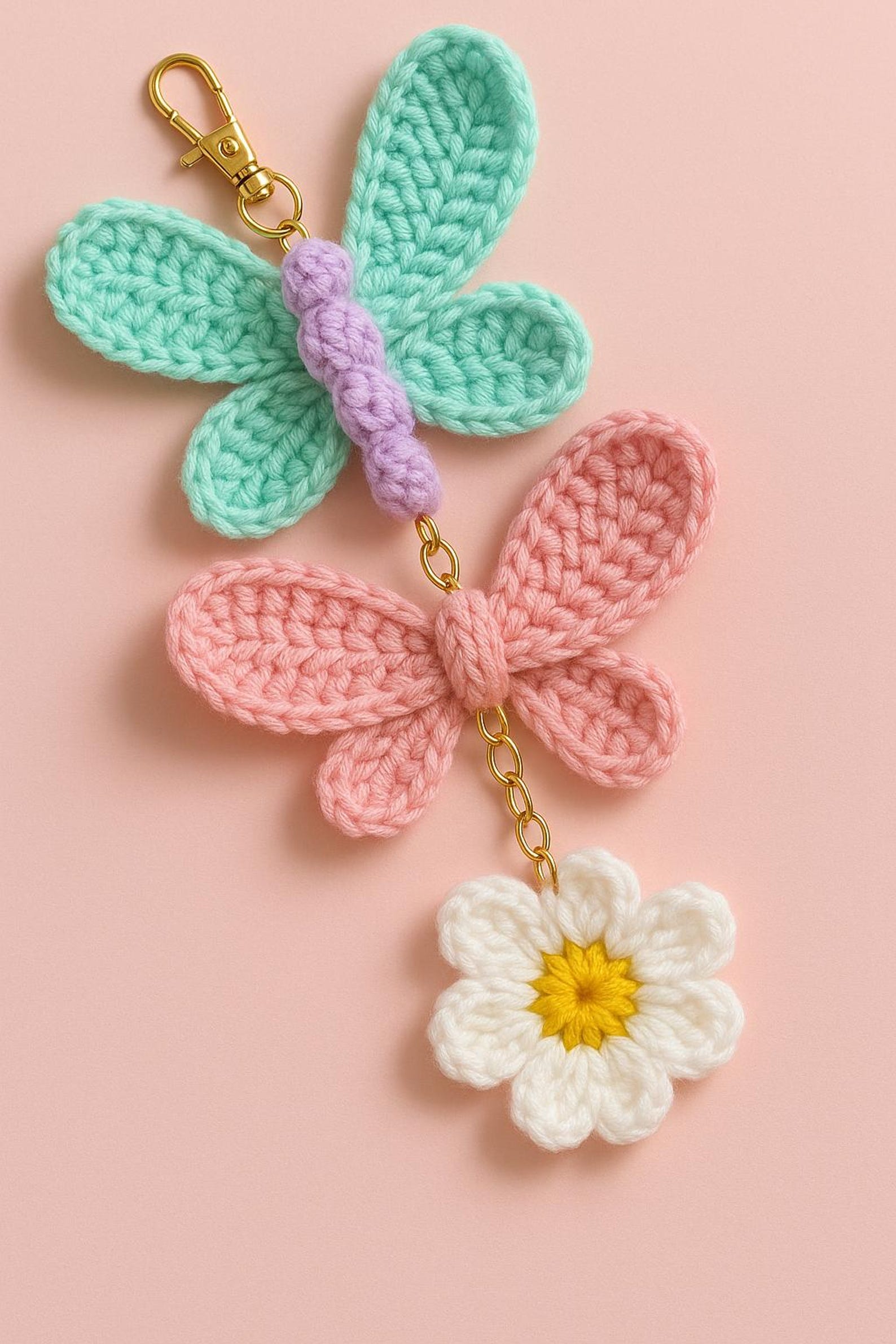 Crochet Bag Charms Pattern Bundle: Butterfly, Bow, Flower (PDF Download ...