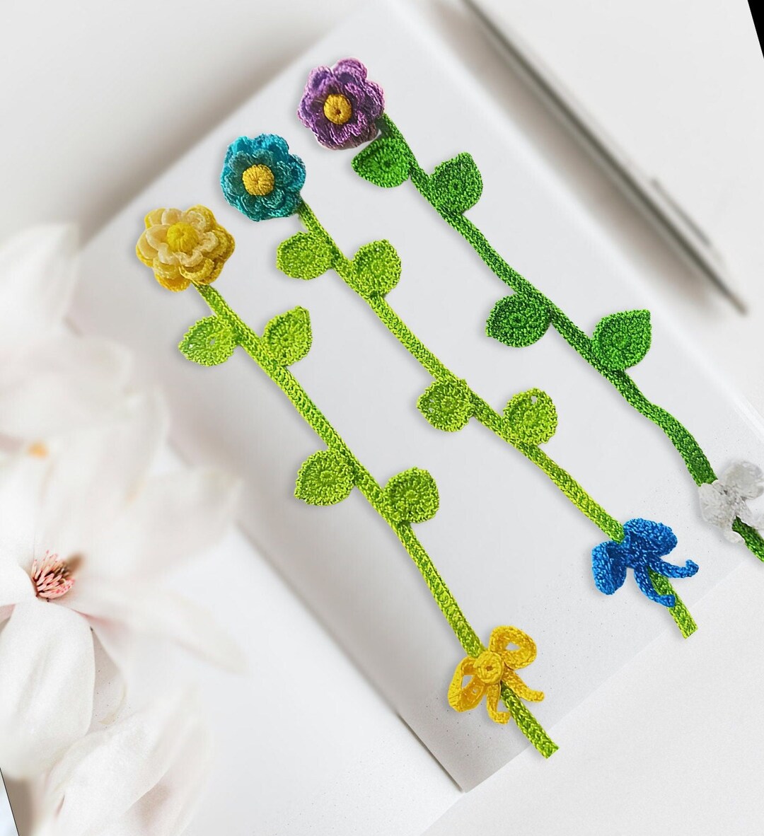 Flower Bookmark Crochet Pattern-crochet Bookmark Pattern Page Holder ...