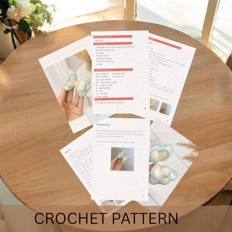 Crochet Butterfly Bow Pattern: Double-layer Appliqué (PDF Download) - Etsy