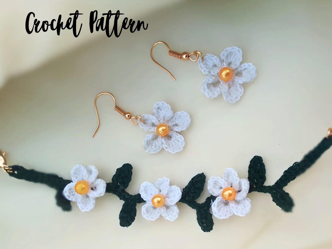 Crochet Pattern Micro Crochet Jewelry Earrings and Bracelet Set ...