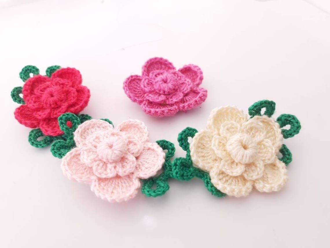 Crochet Flower Applique PDF Pattern. - Etsy