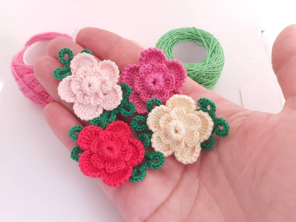 Crochet Flower Applique PDF Pattern. - Etsy