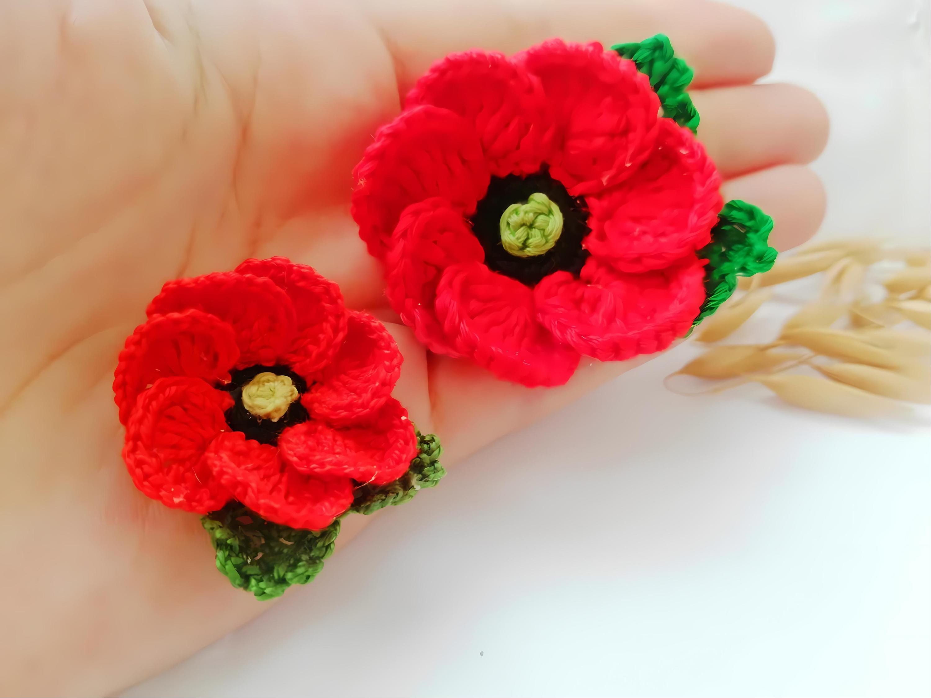 Crochet Poppy Pattern. Poppy Crochet Pattern. Poppy Brooch. Poppy ...