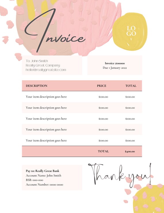Digital Invoice | Etsy