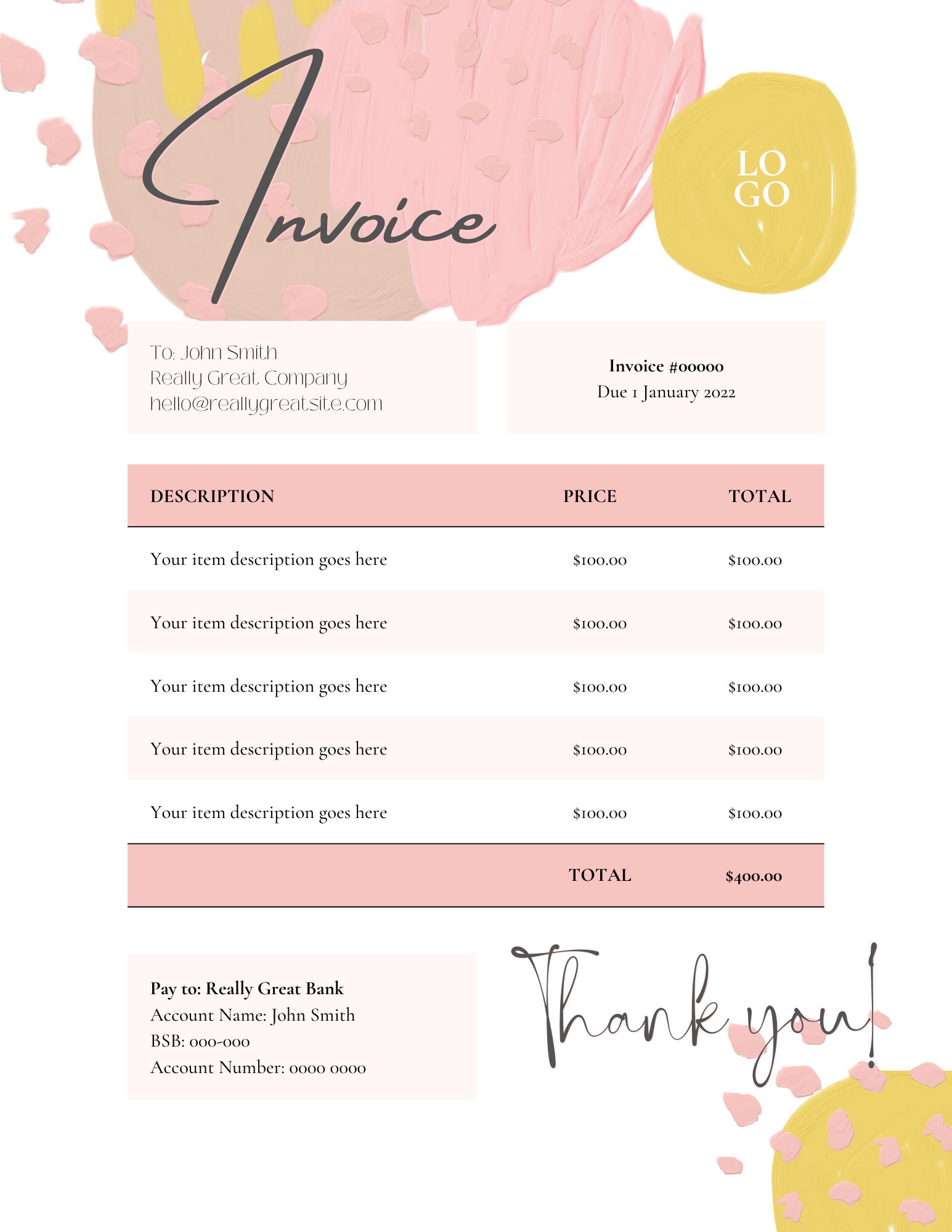 Digital Invoice - Etsy