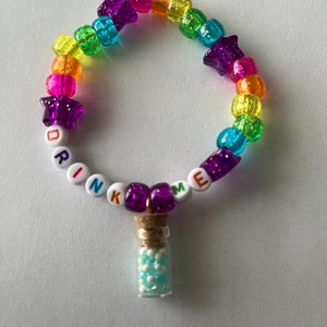 Rainbow Mushroom and Drink Me Potion Kandi Single Bracelet. Rave EDM ...