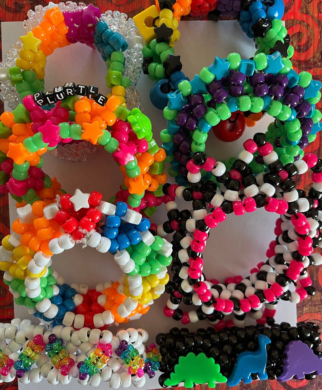 Kandi Cuff Bracelet Assorted Styles and Colors. Rave EDM EDC Rainbow ...