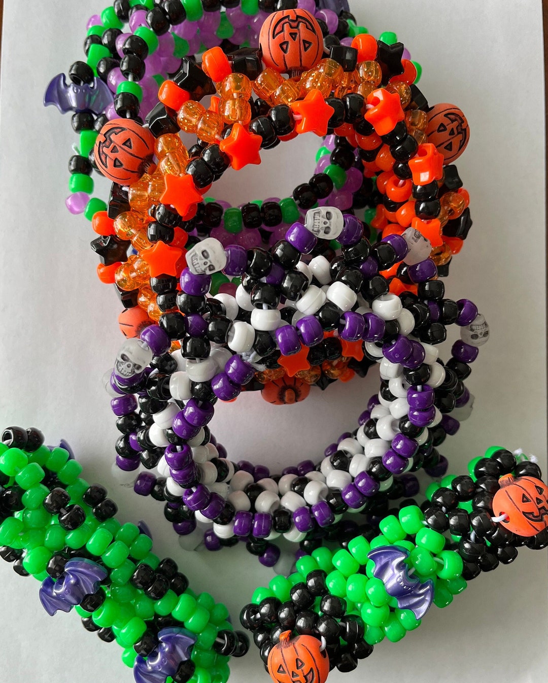 Halloween Kandi Cuff Bracelets. Spooky Halloween Party EDM EDC Rainbow ...