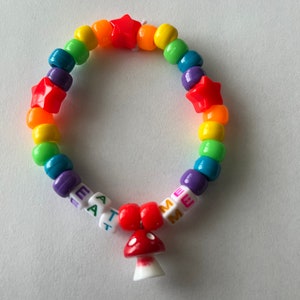 Rainbow Mushroom and Drink Me Potion Kandi Single Bracelet. Rave EDM ...
