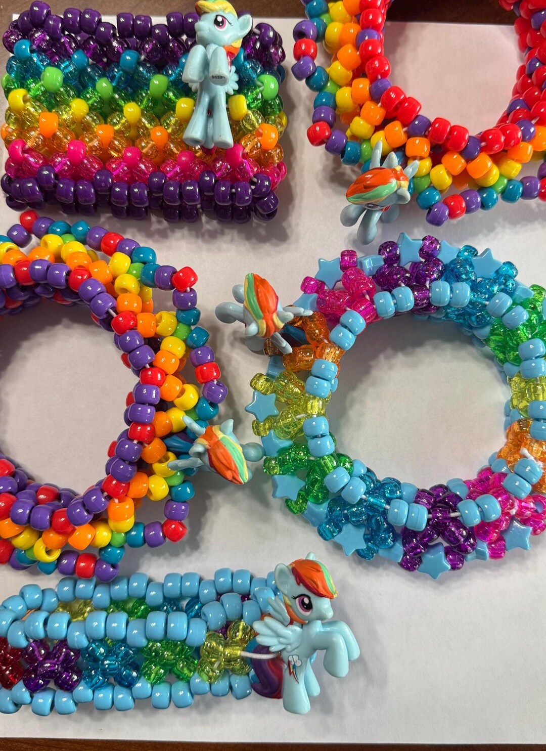 Mlp Rainbow Kandi Cuff Bracelet. Rave EDM EDC Rainbow PLUR Festival ...