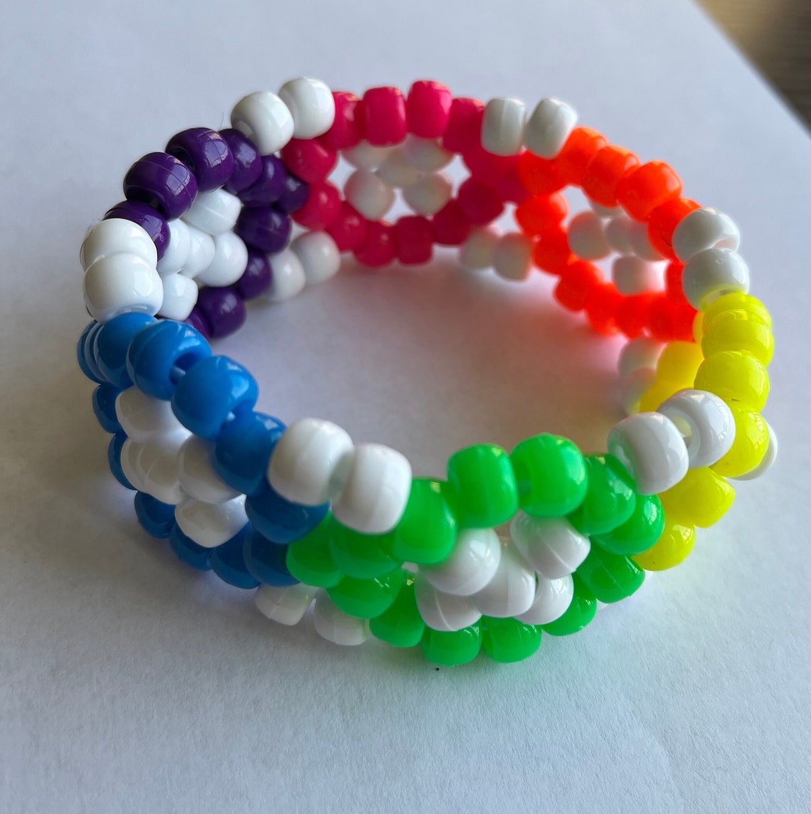 2D DNA Rainbow Kandi Cuff Bracelet in Black or White. Perfect for Any ...