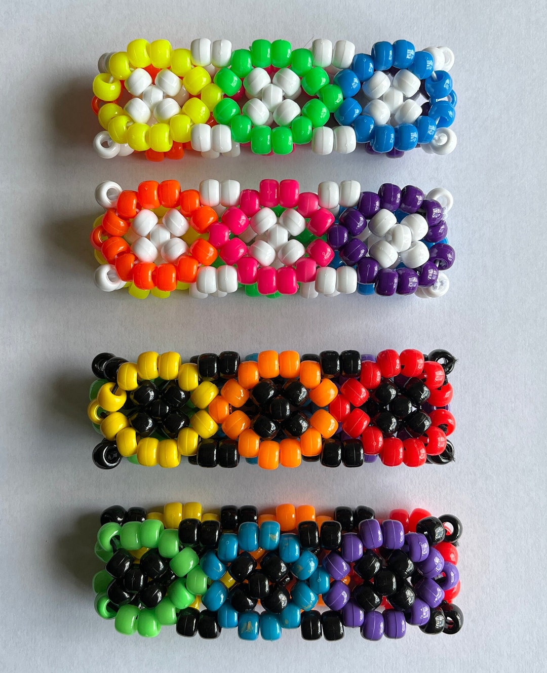 2D DNA Rainbow Kandi Cuff Bracelet in Black or White. Perfect for Any ...