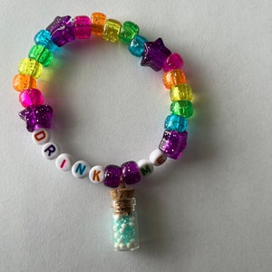 Rainbow Mushroom and Drink Me Potion Kandi Single Bracelet. Rave EDM ...