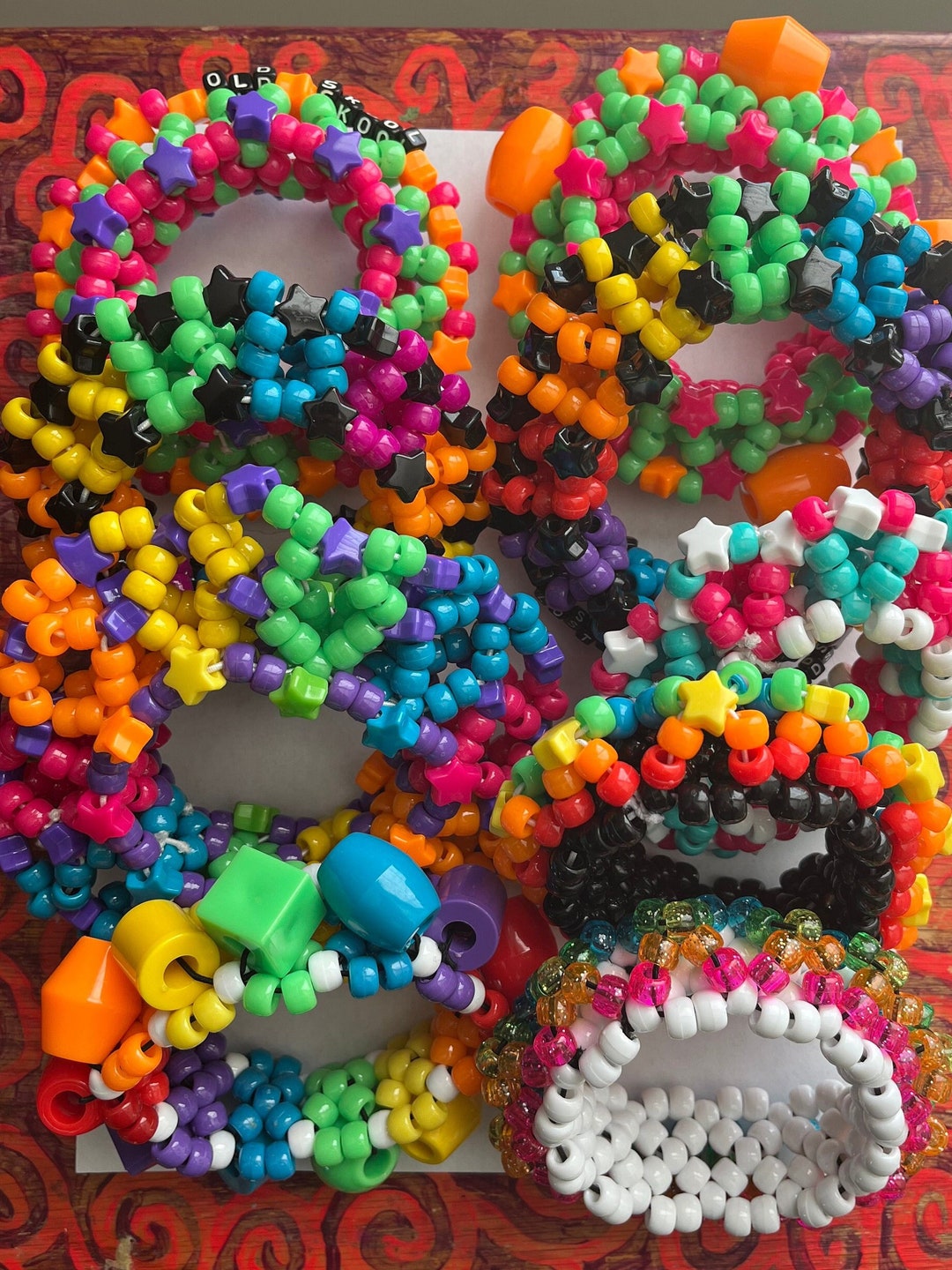 Kandi Cuff Bracelet Assorted Styles and Colors. Rave EDM EDC Rainbow ...