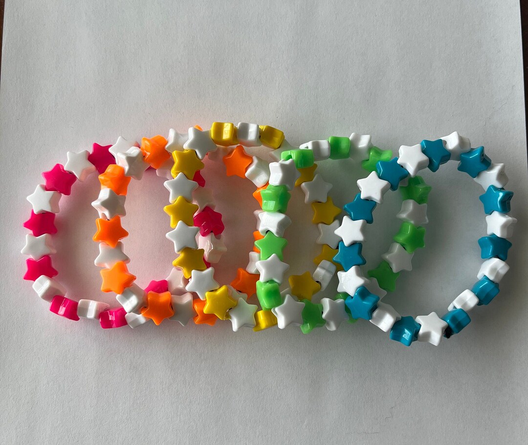 Star Kandi Single Bracelet, White. EDM EDC Rainbow Plur Rave Accessory ...